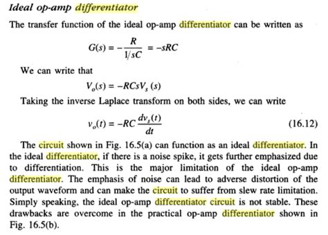 Operational Amplifier Stability Of Differentiator Circuit