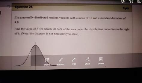 Solved Question 26 3 Pts X Is A Normally Distributed Random