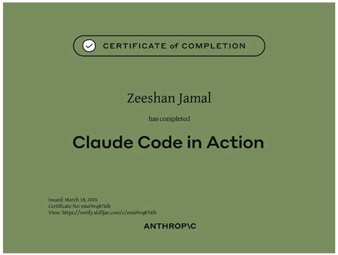 Claude Code In Action — Course Notes And Certificate Zeeshan Jamal