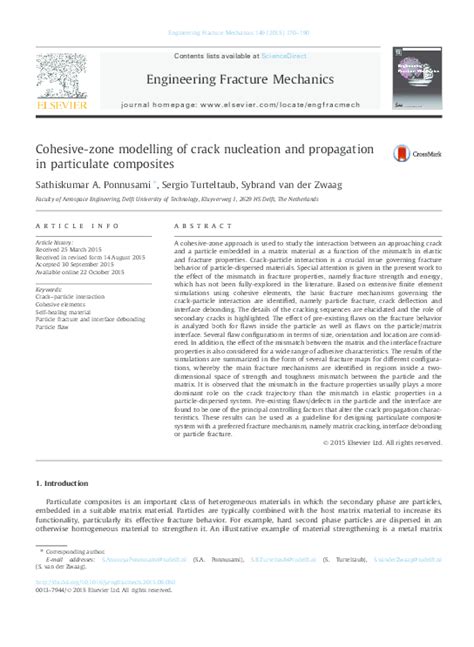 Pdf Cohesive Zone Modelling Of Crack Nucleation And Propagation In Particulate Composites