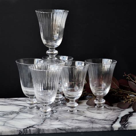 Set Of 6 Ribbed Wine Glasses Clear Livs Solihull