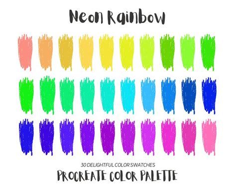 Rainbow Procreate Color Palette Procreate Swatches Ipad Illustration Procreate Art Etsy