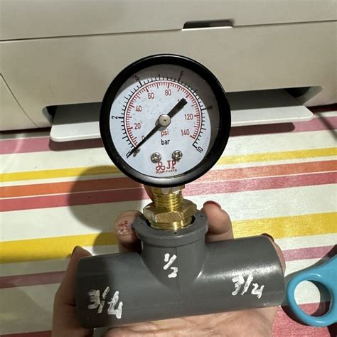 Jual Test Tekanan Pompa Air Manometer 10 Bar Dengan Tee Manometer 34