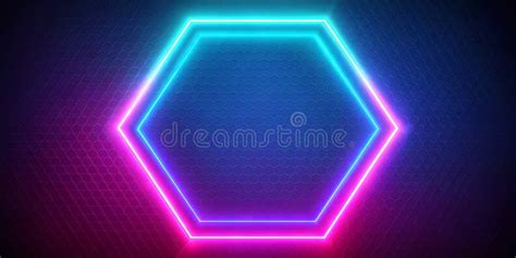 Illuminating The Future A Neon Hexagon Background And Wallpaper Ai Created Content Stock