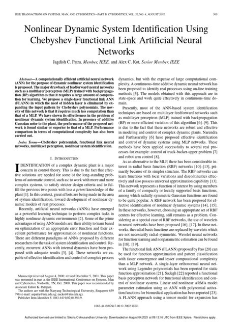 13 nonlinear dynamic system identification using chebyshev functional
