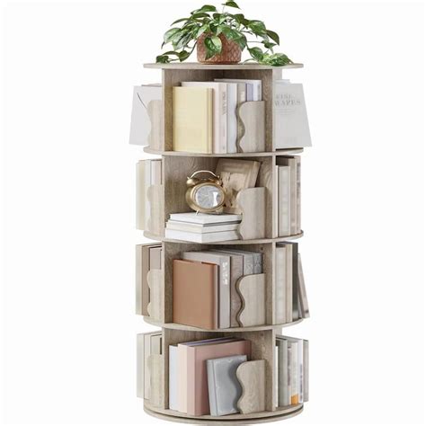 Eastvita 4 Tier Rotating Bookshelf Tower Spinning Corner Bookshelf For