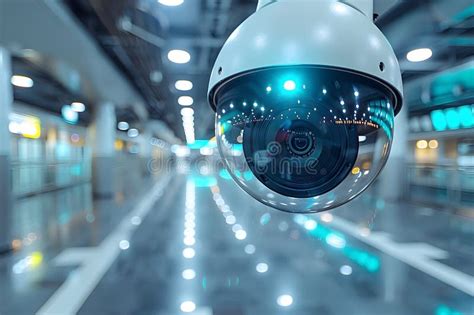 High Tech Security Camera In Modern Train Station For Surveillance