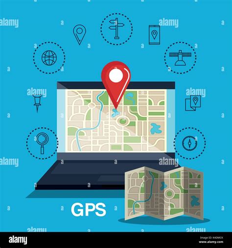 Laptop With Gps Application Stock Vector Image Art Alamy