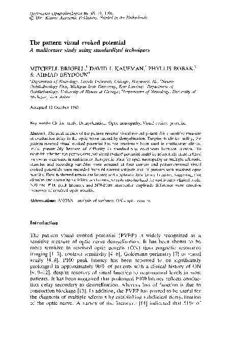 Pdf The Pattern Visual Evoked Potential
