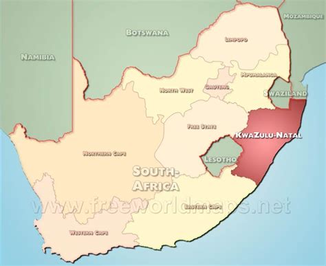 Kwazulu Natal Map South Africa