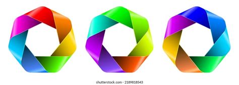 무지개 다각형 장식 하이테크 로고 세트 스톡 일러스트 2189818543 Shutterstock