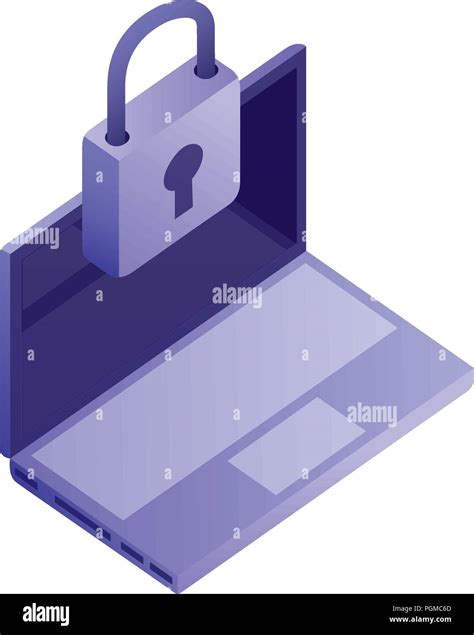 laptop computer padlock security network data vector illustration stock