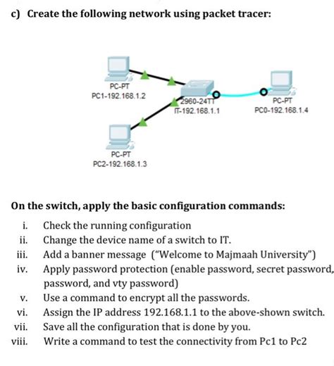 Solved C Create The Following Network Using Packet Tracer