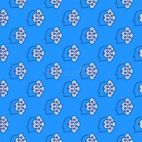 Vector Ai Head With Circuits Colored Seamless Pattern Stock