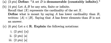 Solved A 3 Pts Define A Set D Is Denumerable