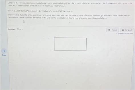 Solved Consider The Following Estimated Multiple Regression