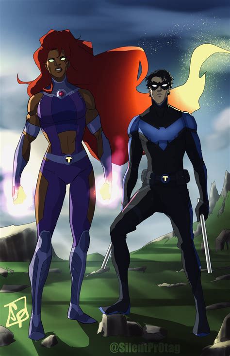 Young Justice Nightwing And Starfire Fanart By Casatalie Dickkory
