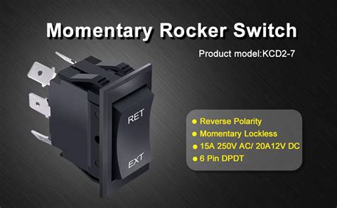 Weideer Momentary Reverse Polarity Rocker Switch Dpdt On Off On 6 Pin 20a 12v Dc Power