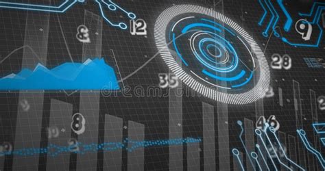 multiple exposure of graphs and numbers with bowing circle copy space