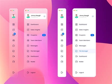 Glass Morphism Dashboard Navbar Ui Design
