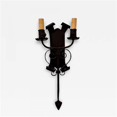 1920s Style Spanish Colonial Wrought Iron Wall Light Sconce