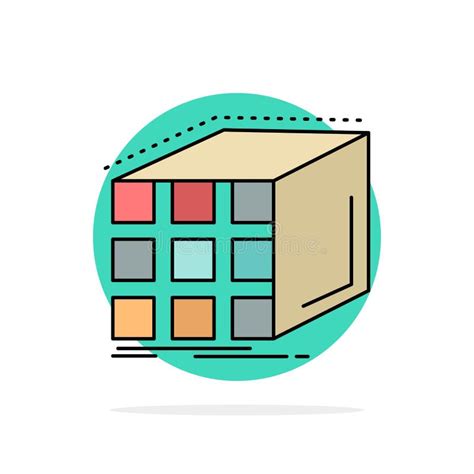Abstract Aggregation Cube Dimensional Matrix Flat Color Icon Vector
