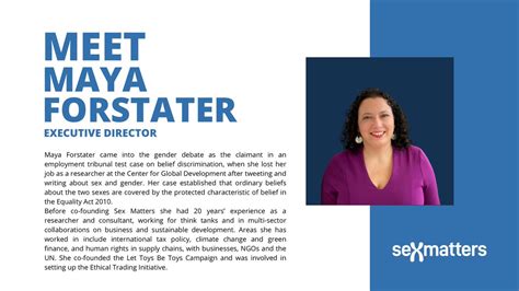 Sex Matters On Twitter Meet The Team Maya Forstater Co Founder Of
