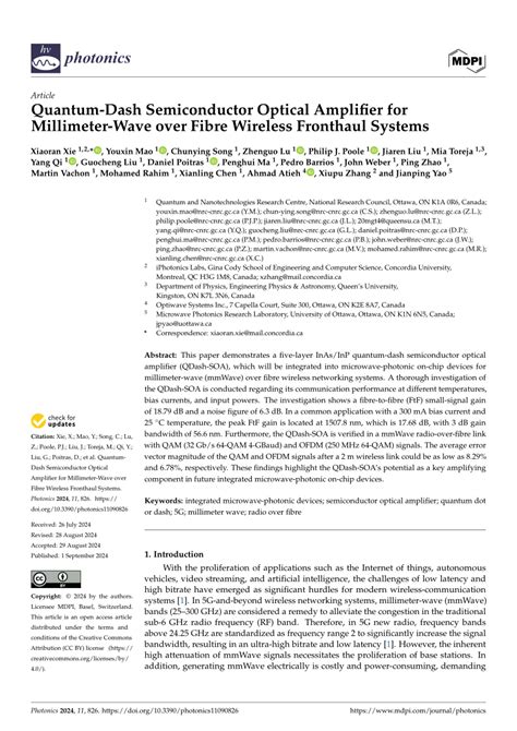 Pdf Quantum Dash Semiconductor Optical Amplifier For Millimeter Wave Over Fibre Wireless