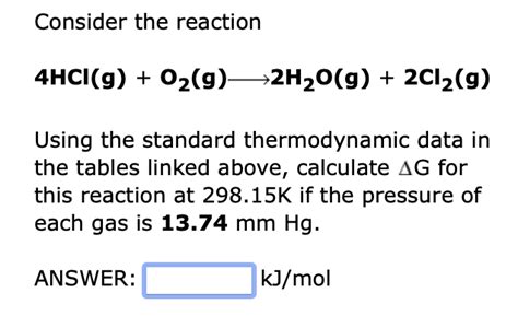 solved consider the reaction 4hcl g o2 g 2h2o g 2cl2 g