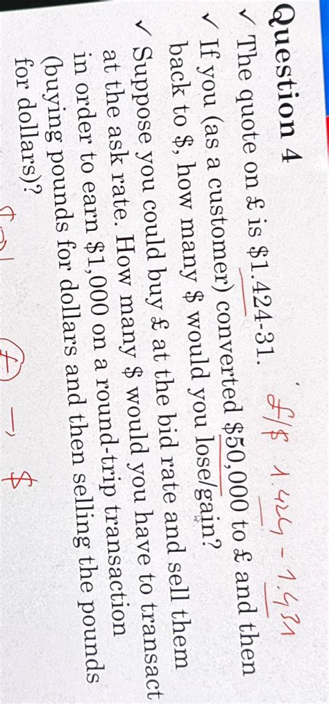 Solved Question 4n The Quote On £ Is 1424 31 F