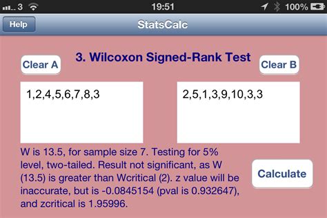 SciStatCalc Wilcoxon Signed Rank Test