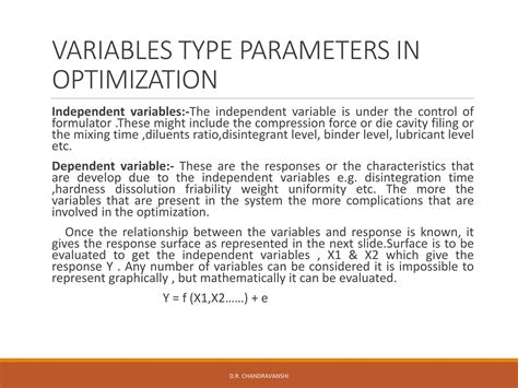 Optimization Techniques In Formulation Development Response Surface Methodology Ppt Physics