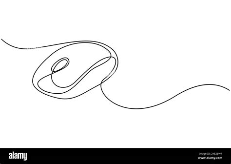Drawn Continuous One Line Computer Mouse Logo Vector Illustration Computer Mouse Black Stroke