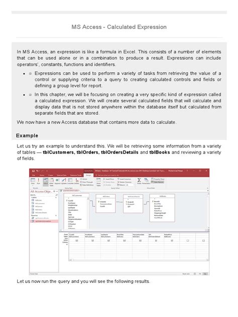 ms access calculated expression pdf