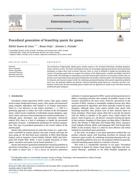 Pdf Procedural Generation Of Branching Quests For Games