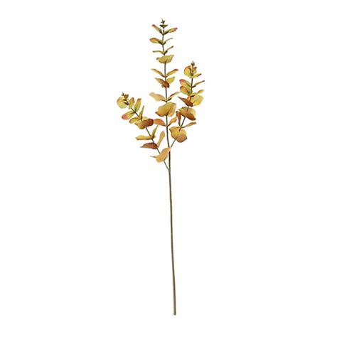 Artificial Autumnal Orange Eucalyptus Single Stem Spray H73 Cm