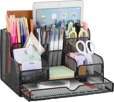 Housolution Organizzatore Scrivania In Metallo 8 Scompartimenti