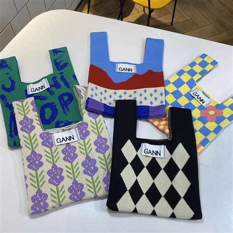 한국 스타일 니트 귀여운 핸드백 소녀 여행 쇼핑 줄무늬 격자 무늬 가방 대학 스타일 신제품 AliExpress