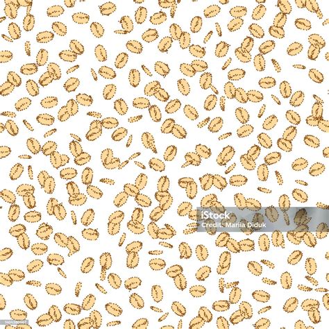 그라놀라 요구르트 이음새가 없는 패턴 건강한 음식 귀리 플레이크 오트밀 뮤 즐리 죽 영양가있는 아침 식사 배경 벡터 스펠트 밀 공장 디자인 그래놀라에 대한 스톡 벡터 아트