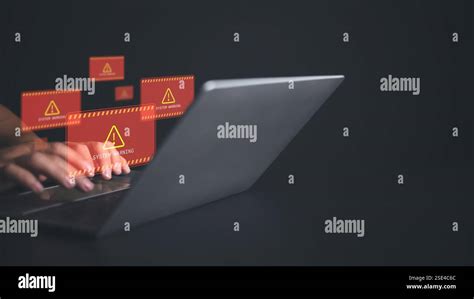 System Warning Sign For Notification Cyber Attack On Computer Network