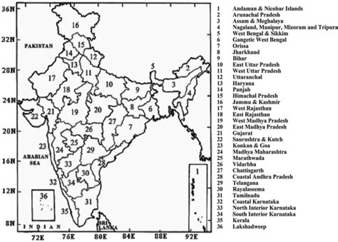 Meteorological Subdivisions Over India As Per Imd Classification