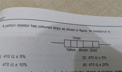 A Carbon Resistor Has Coloured Strips As Shown In Figure Its Resistance
