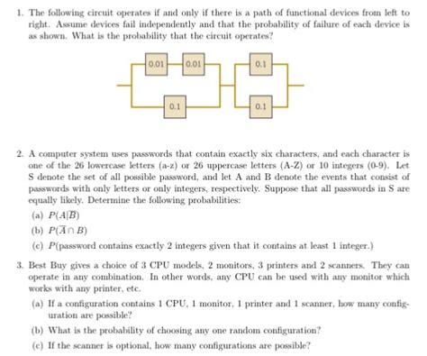 Solved The Following Circuit Operates If And Only If There