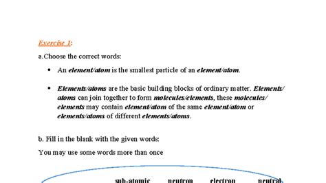Exercise 1 And 2 Understanding Atoms And Atomic Structure Chem101