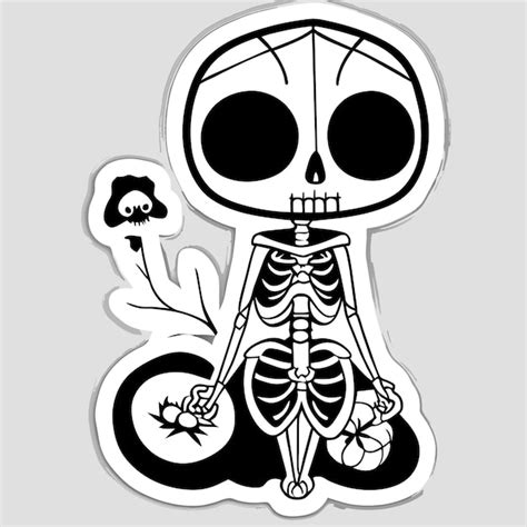 Premium Vector Scary Zombie Skeleton Hand Drawn Flat Stylish Cartoon
