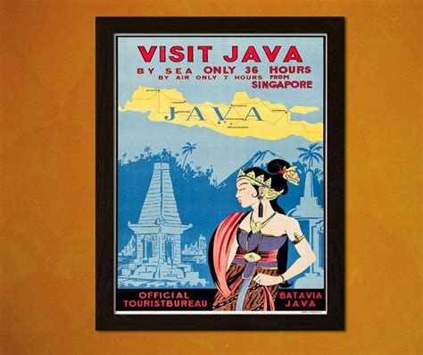 Java Travel Print 1930s Vintage Travel Indonesia Art Reproduction Vintage Java Poster