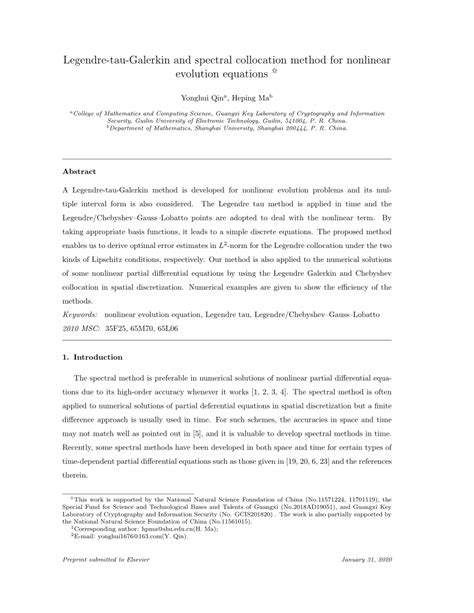 Pdf Legendre Tau Galerkin And Spectral Collocation Method For