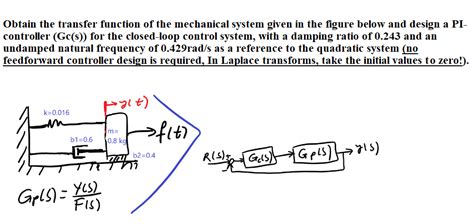 Solved Obtain The Transfer Function Of The Mechanical System Chegg Com