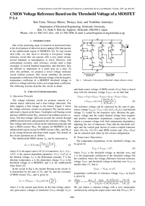 Pdf Cmos Voltage Reference Based On Threshold Voltage And Thermal Voltage