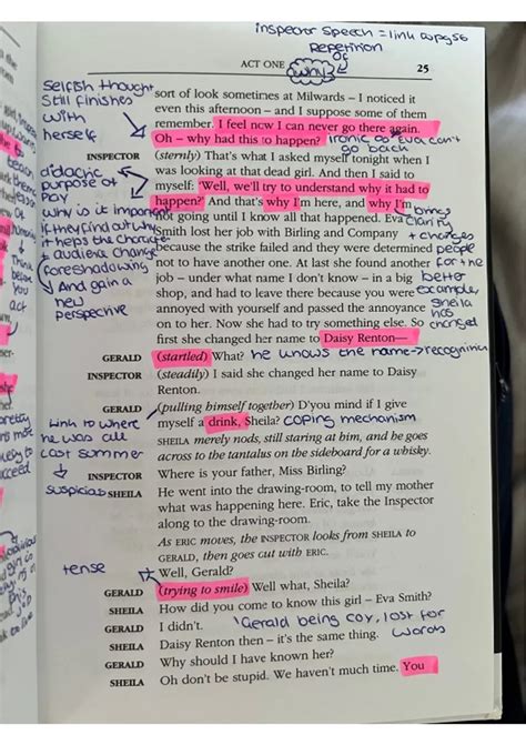 an inspector calls act one fully annotated notes english stuvia uk